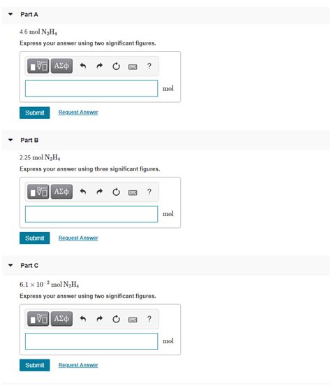 Solved Part A 4 6 Mol N2h4 Express Your Answer Using Two
