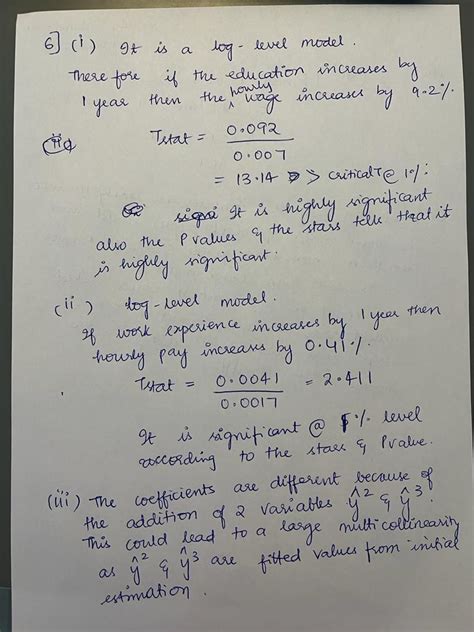 Solved 6] I ﻿it Is A Log Level Model Therefore If The
