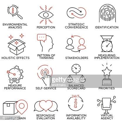 Set Linear Icons Of Business Management Strategy Part 5 Stock