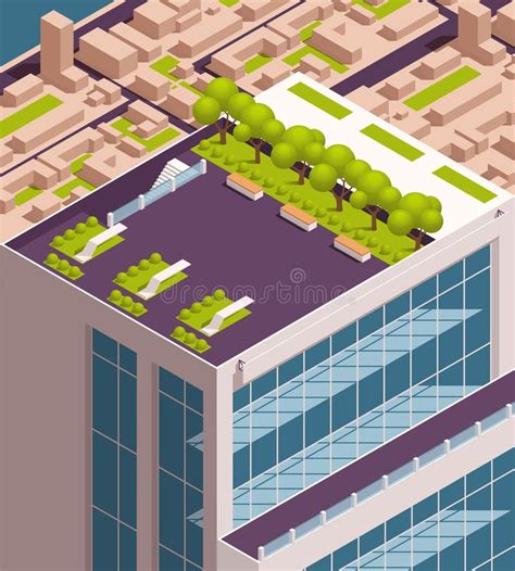 Urban City Green Spaces Eco Design Isometric Colored Concept Stock