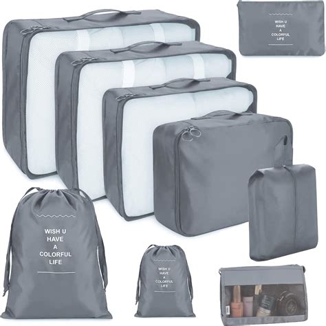 9 Pcs Bolsa De Almacenamiento De Viaje Con Bolsa De Cosméticos Organizador De Maletas Bolsas