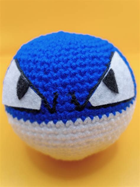 Pokemon Plush Crochet Voltorb Amigurumi 100 Handmade Pokemon Plushie Etsy