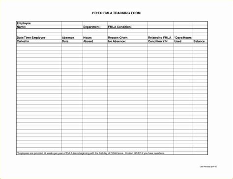 Fmla Leave Tracking Spreadsheet — Db