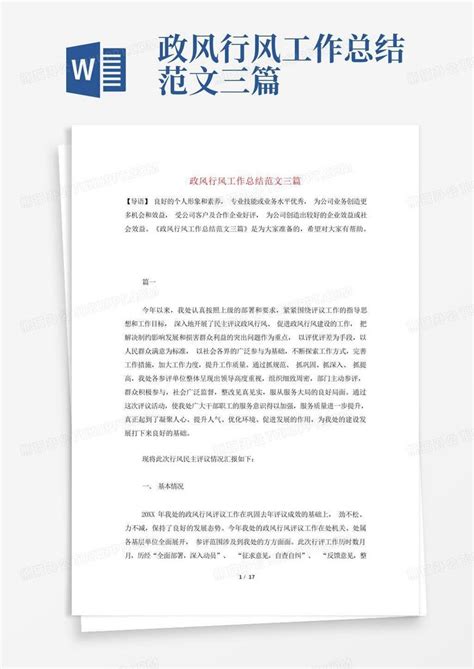 政风行风工作总结范文三篇Word模板下载 编号qrpgvppm 熊猫办公
