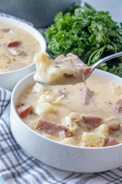 Creamy German Sausage Potato And Sauerkraut Soup Recipe Healthy Diet