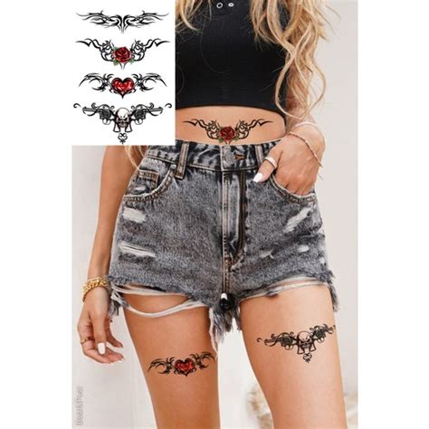BP Tattoo Kalp Gül Desenli Kadın Vücut Bel Göğüs Dövmesi Fiyatı