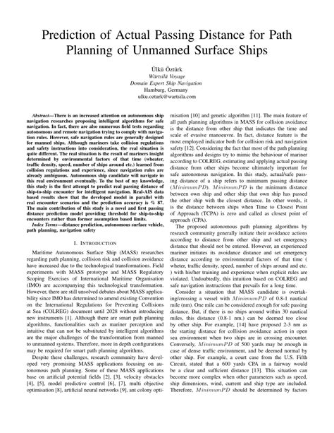 Pdf Prediction Of Actual Passing Distance For Path Planning Of