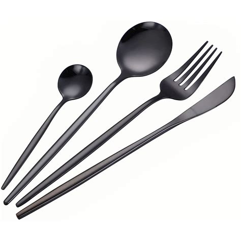 Комплект прибори за хранене Awwaline неръждаема стомана 24 бр черен Emag Bg