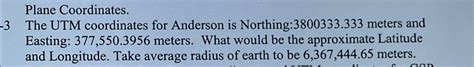Solved Plane Coordinates The UTM Coordinates For Chegg Com