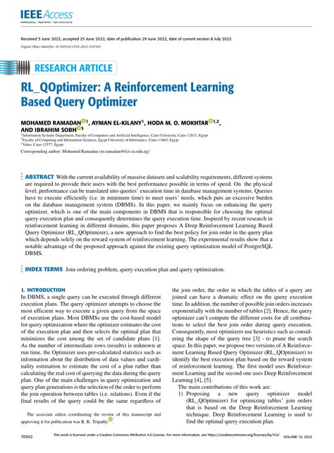 pdf rl qoptimizer a reinforcement learning based query optimizer