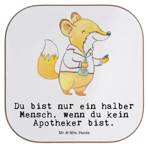 Mr And Mrs Panda Getränkeuntersetzer Apotheker Herz Weiß Geschenk