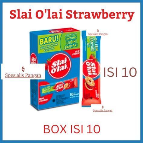 Jual Roma Slai Olai Strawberry 1 Box Isi 10 Slay Olay Biskuit Selai