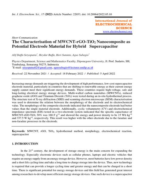 2022 Setyoputra The Characterisation Of Mwcnt Rgo Tio2 Nanocomposite