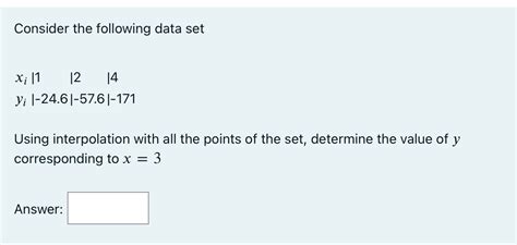 consider the following data set using interpolation