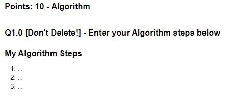Solved Q1 0 Don T Delete Enter Your Algorithm Steps Chegg Com