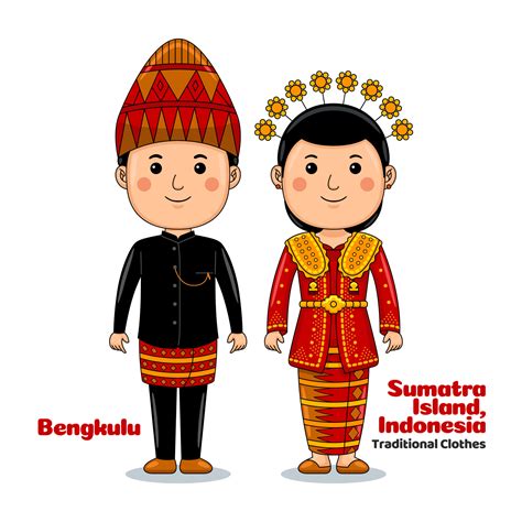 Couple Wear Bengkulu Sumatra Traditional Clothes 17770279 Vector Art At