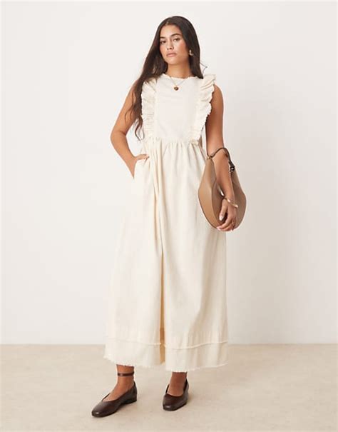 Asos Design Robe Mi Longue En Sergé à Col Montant Et épaules
