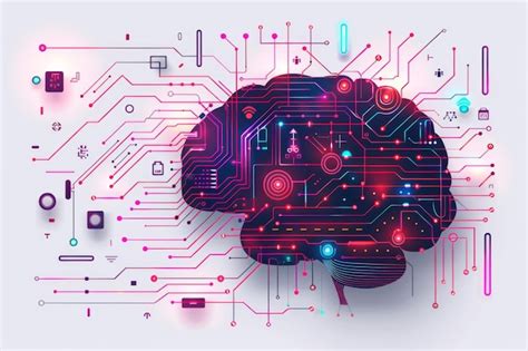 Digital Brain With Circuit Board Patterns Symbolizing The Integration