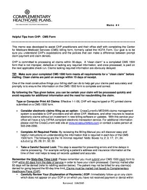 Fillable Online CMS Form Pdf The CHP Group Fax Email Print PdfFiller