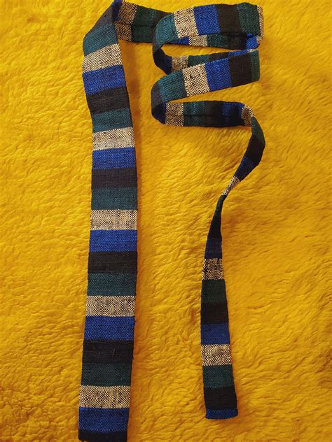 1960s ~ Vintage Square Skinny Tie ~ Slubs Textured Si… Gem