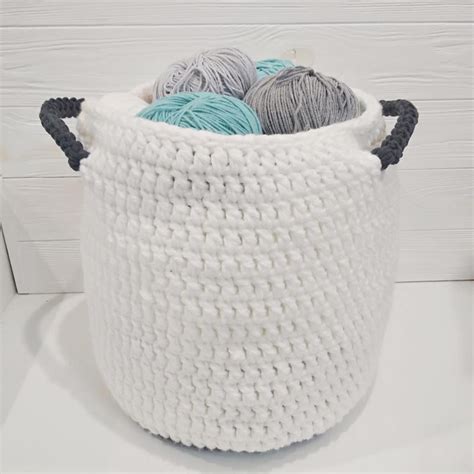 Вязаная корзина для белья корзинка для хранения вещей игрушек из трикотажной нити ручной работы