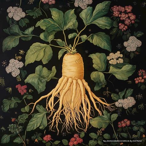 AI创作图西洋参插画设计 人参插画图谱 西洋参插画 人参装饰画 中草药人参插画 人参插画 人参插画包装 手绘人参插画 人参手绘插画 野山参插画