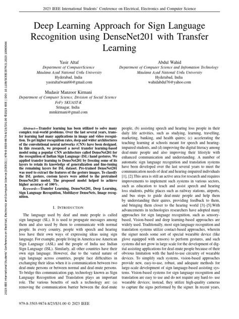 Deep Learning Approach For Sign Language Recognition Using Densenet201 With Transfer Learning
