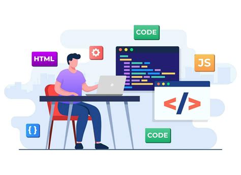 Web Developer Wiring Code Or Program Using Laptop Computer Programming Java HTML Symbols Web