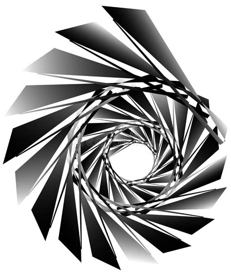 Geometric Circular Spiral Abstract Angular Edgy Shape In Rotating Fashion Stock Vector