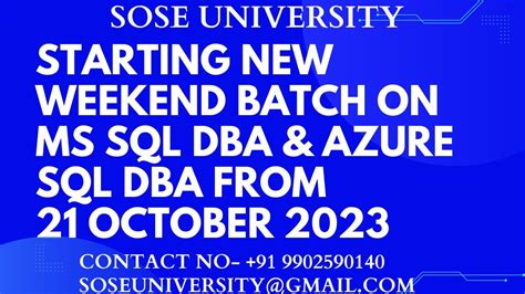 Starting New Batch On Ms Sql Dba Azure Sql Dba From 21st October 2023