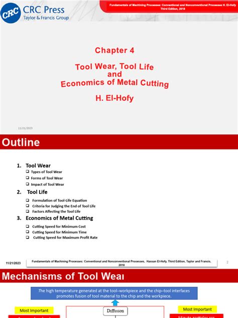 2 Tool Wear Tool Life And Economics Of Metal Cutting Pdf Wear