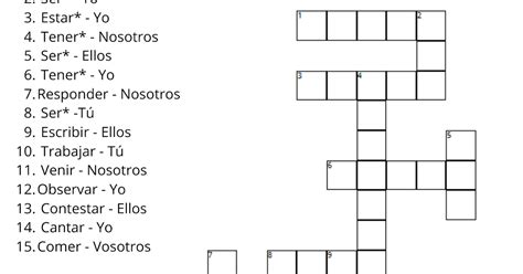 Todos adictos al español Crucigrama Presente del indicativo