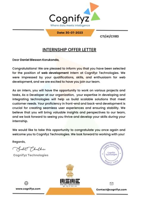 Daniel Blesson Korukonda On Linkedin Webdevelopment Cognifyz Cognifyztech