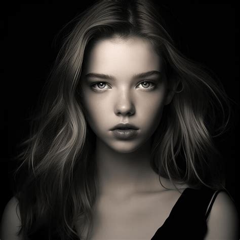 Luminous Elegance Anya Taylorjoy In Monochrome Premium Ai Generated Image