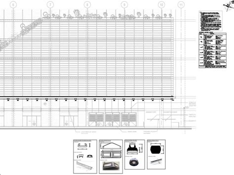 elevation and exterior lighting fixture layout of corporate building
