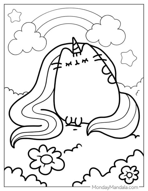 Pusheen Riding A Unicorn Coloring Page Coloringall 44 Off