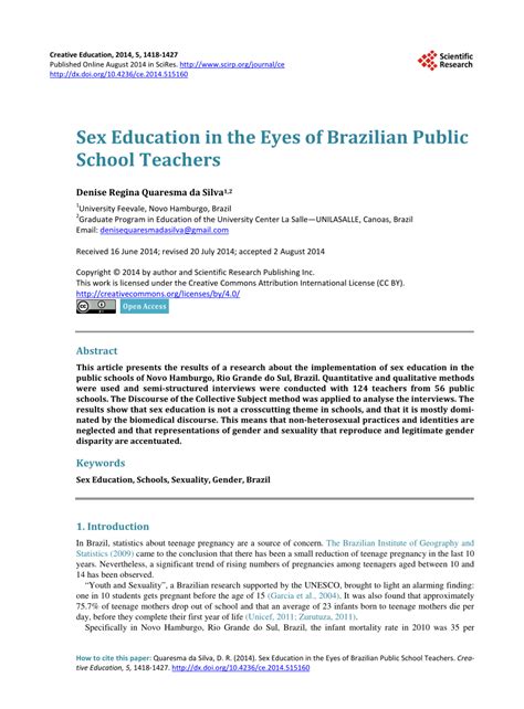 PDF Sex Education In The Eyes Of Brazilian Public Babe Teachers