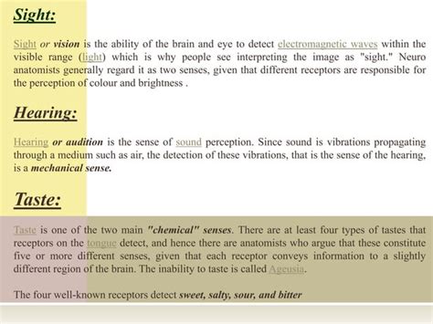 Stimuli For Different Senses