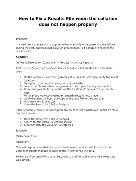 steps to collate the results when controller crashed pdf