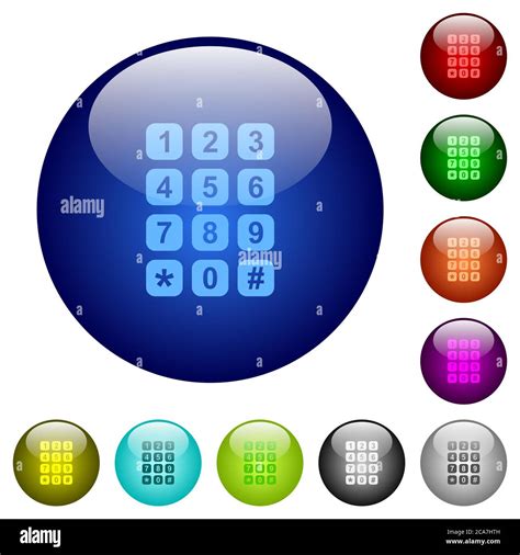 numeric keypad icons on round color glass buttons stock vector image