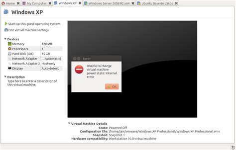 Administrador De Sistemas Error Al Iniciar Vmware Workstation En Linux Internal Error