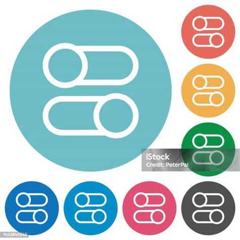 Horizontal Toggle Switches Outline Flat Round Icons Stock Illustration Download Image Now Istock