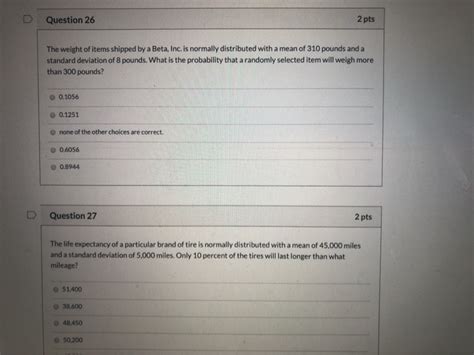 solved d question 24 1 pts given that z is a standard normal