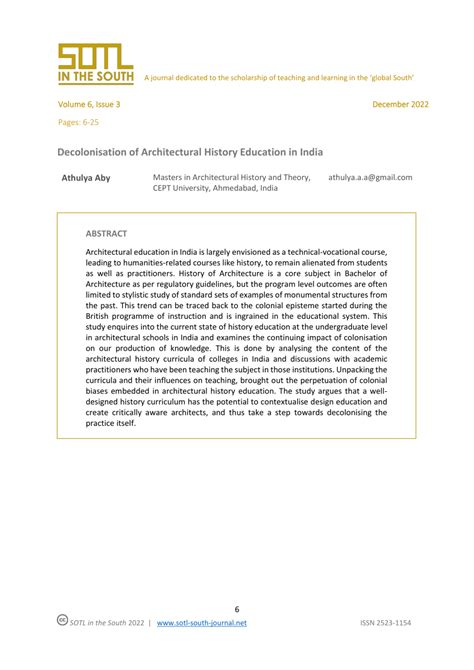 Pdf Decolonisation Of Architectural History Education In India