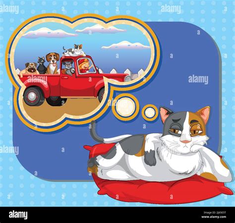 A Cat Thinking With Callouts Illustration Stock Vector Image And Art Alamy