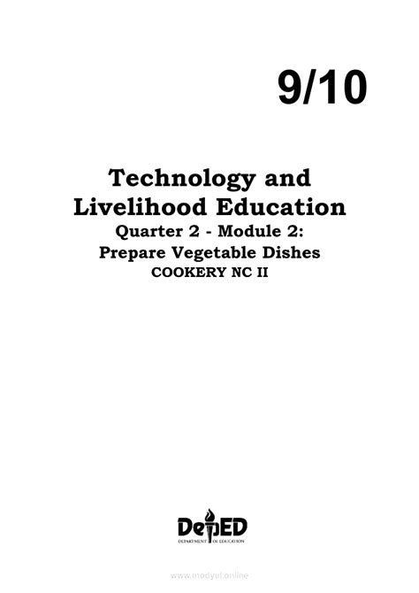 TLE Home Economics 10 Quarter 2 Module 2 Prepare Vegetable Dishes