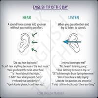 Hear Vs Listen Using And Differences Vocabulary Home