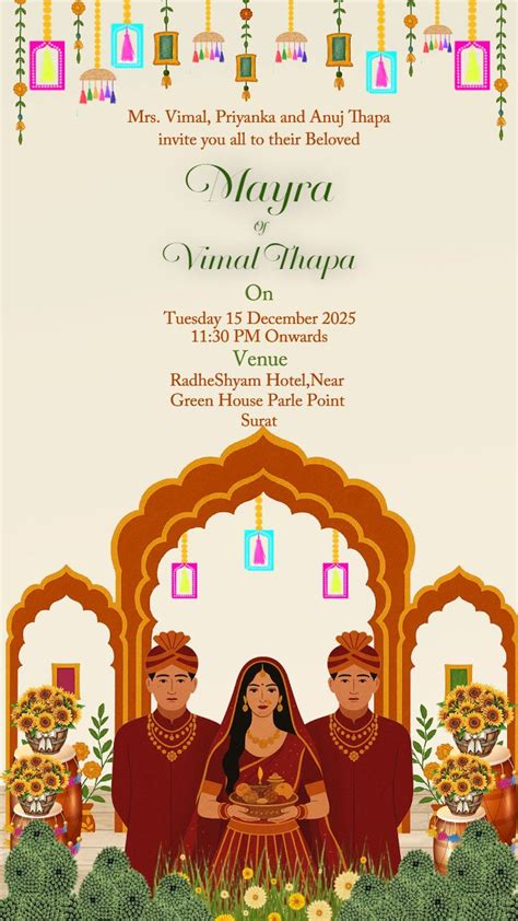 Mayra Ceremony Invitation With Floral And Peacock Theme