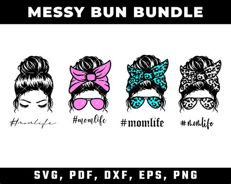Printable Messy Bun Svg Mom Skull Svg Messy Bun Classy Afro Woman Svg