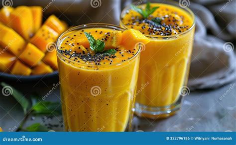 Mango Lassi Or Yogurt Indian Popular Summer Drink Generative Ai
